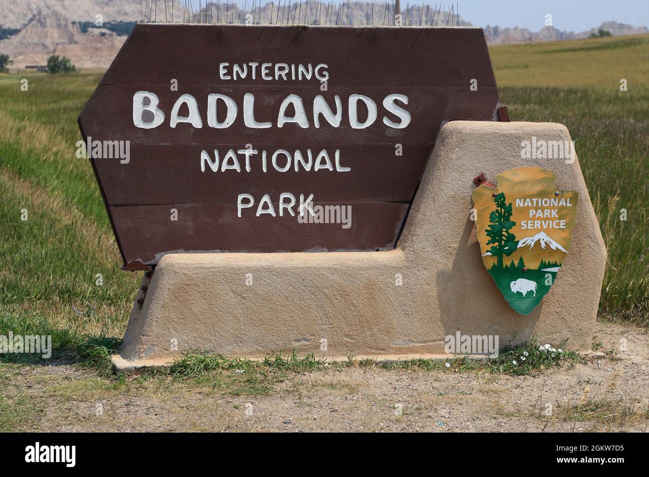 The sign of Badlands National Park.South Dakota.USA Stock Photo - Alamy