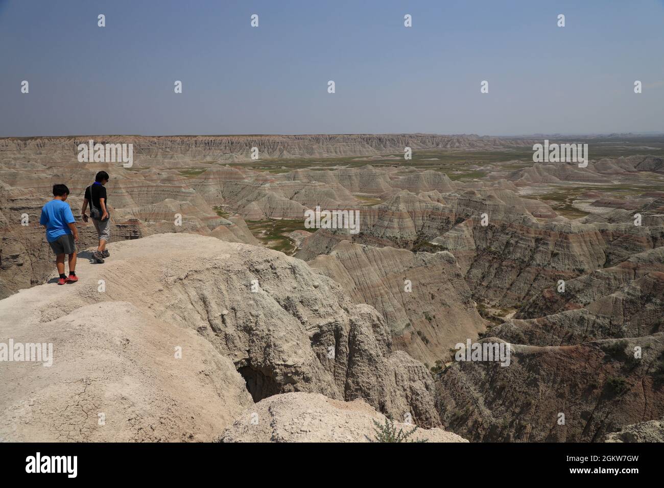 Visitors at Big Badlands Overlook in Badlands National Park.South ...