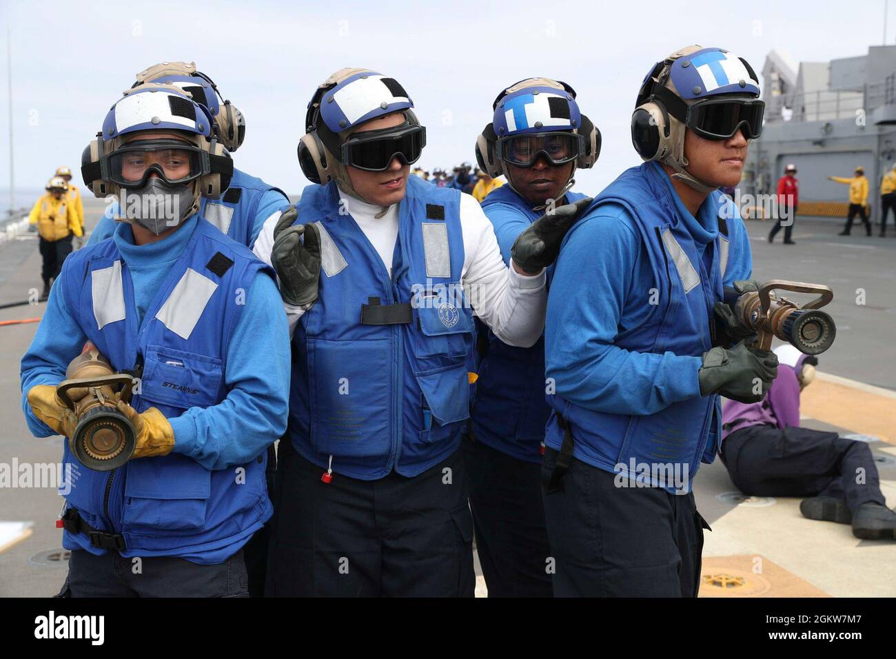 Flight deck firefighting drill hi-res stock photography and images - Alamy