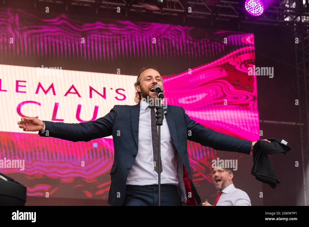 Jonathan Scratchley of the Gentleman's Dub Club band performing at a ...