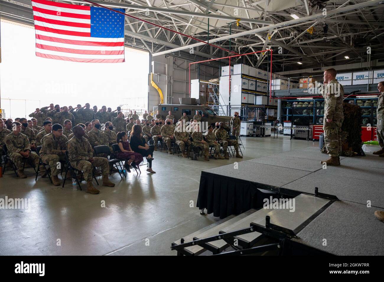 Maj. Brian Gilliam, 341st Missile Security Operations Squadron outgoing commander, renders his ...