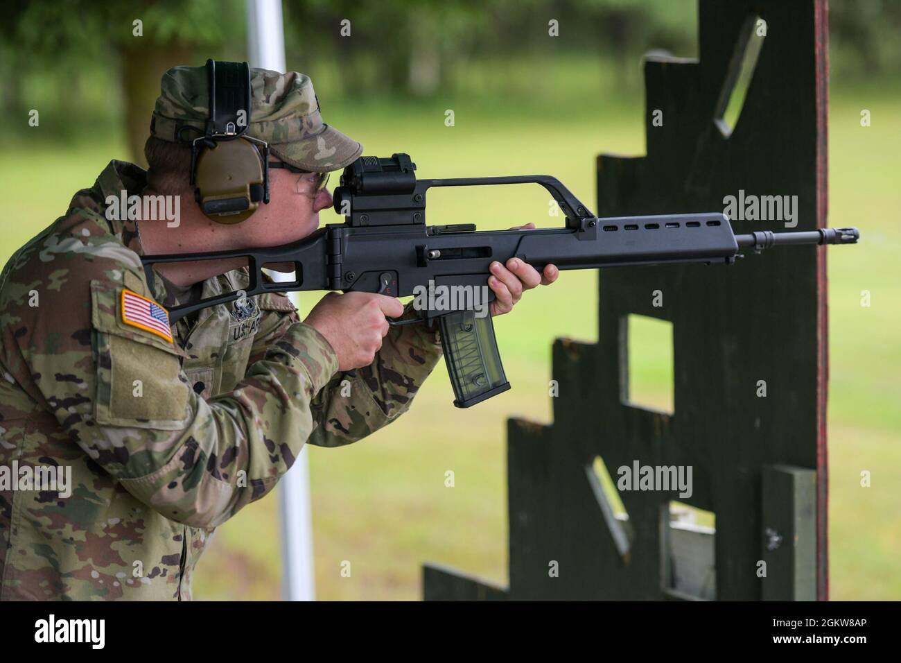 U.S. Army Spc. Austin Dean, assigned to 18th Military Police Brigade ...