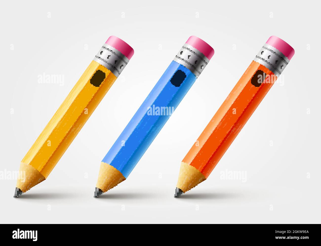 Vector short pencil, realistic pencil isolated cartoon with rubber ...