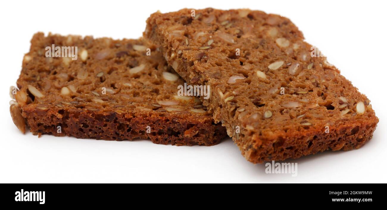 Healthy rye bread over white background Stock Photo - Alamy