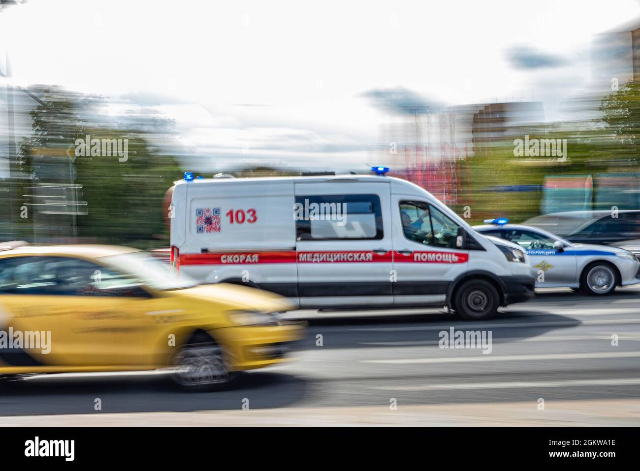 Russia, Moscow. An ambulance car Stock Photo - Alamy