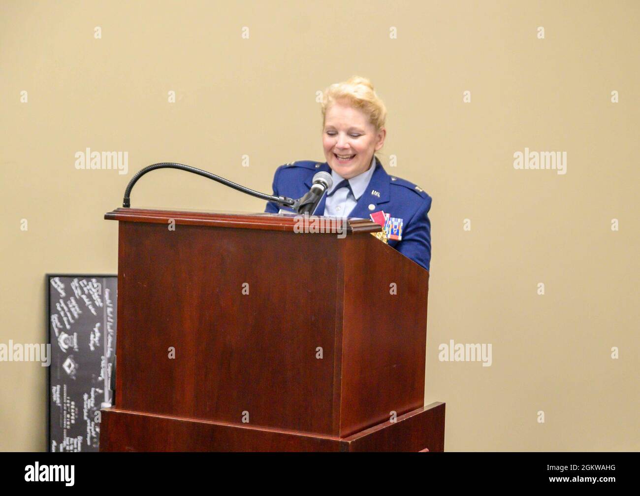 Col. Gardner thanks the audience during her formal retirement ceremony ...