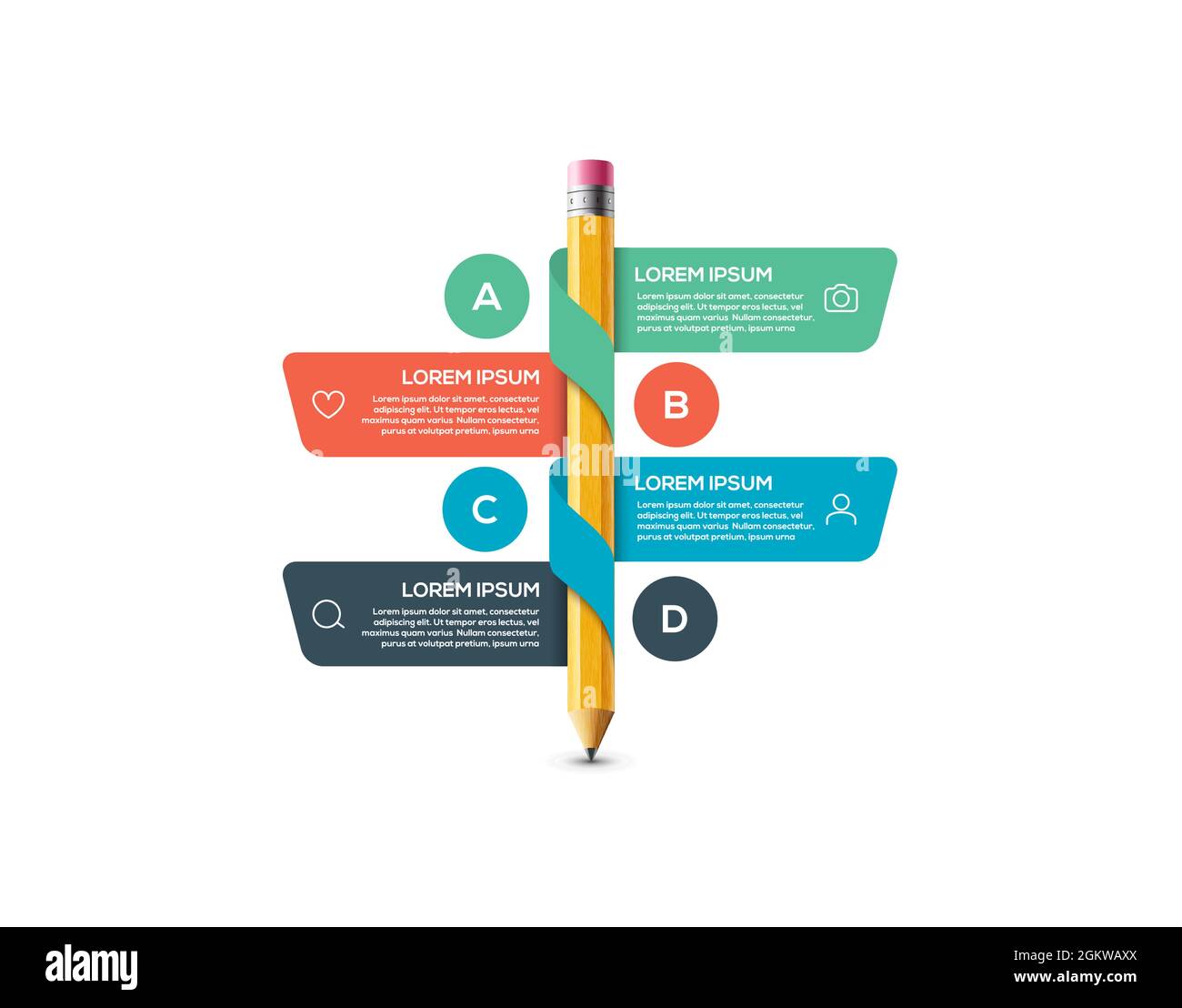 Pencil info graphic design template. Pencil infographic concept school ...