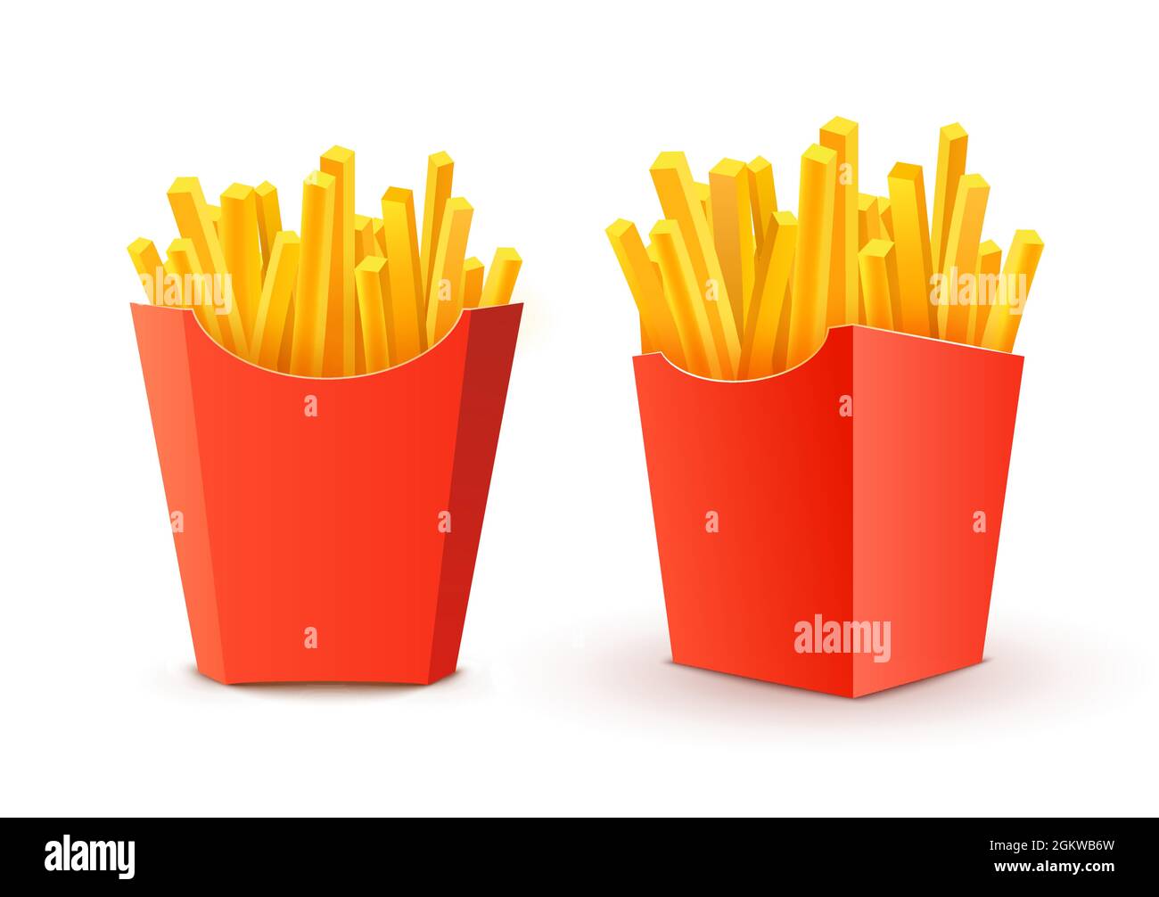 French potato pack box. Cartoon fastfood fry potato isolated ...