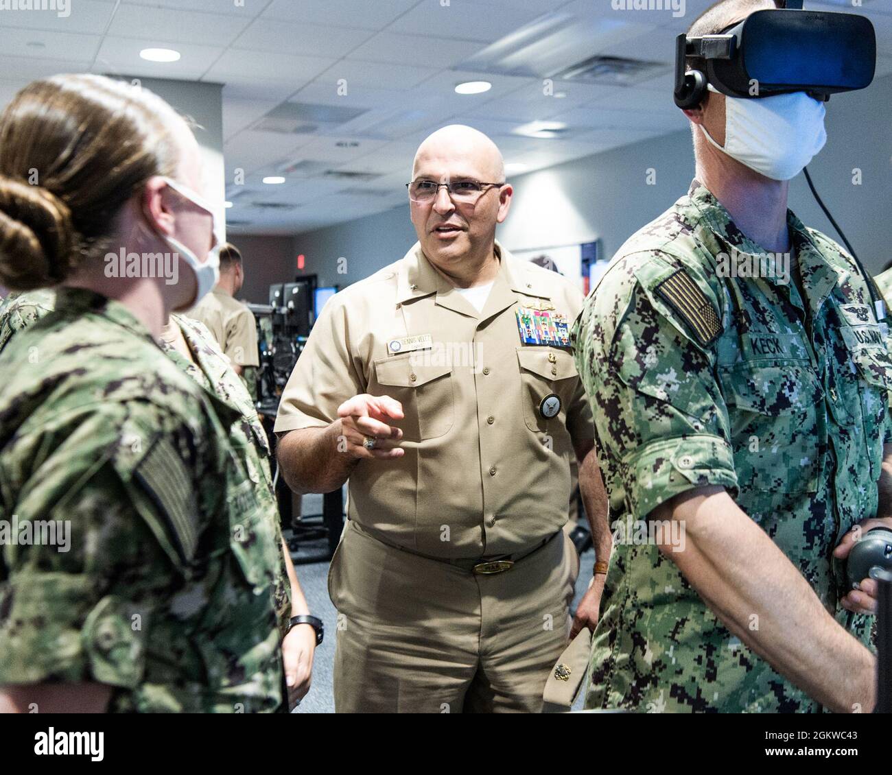 Rear Adm. Dennis Velez, commander, Navy Recruiting Command, speaks to ...