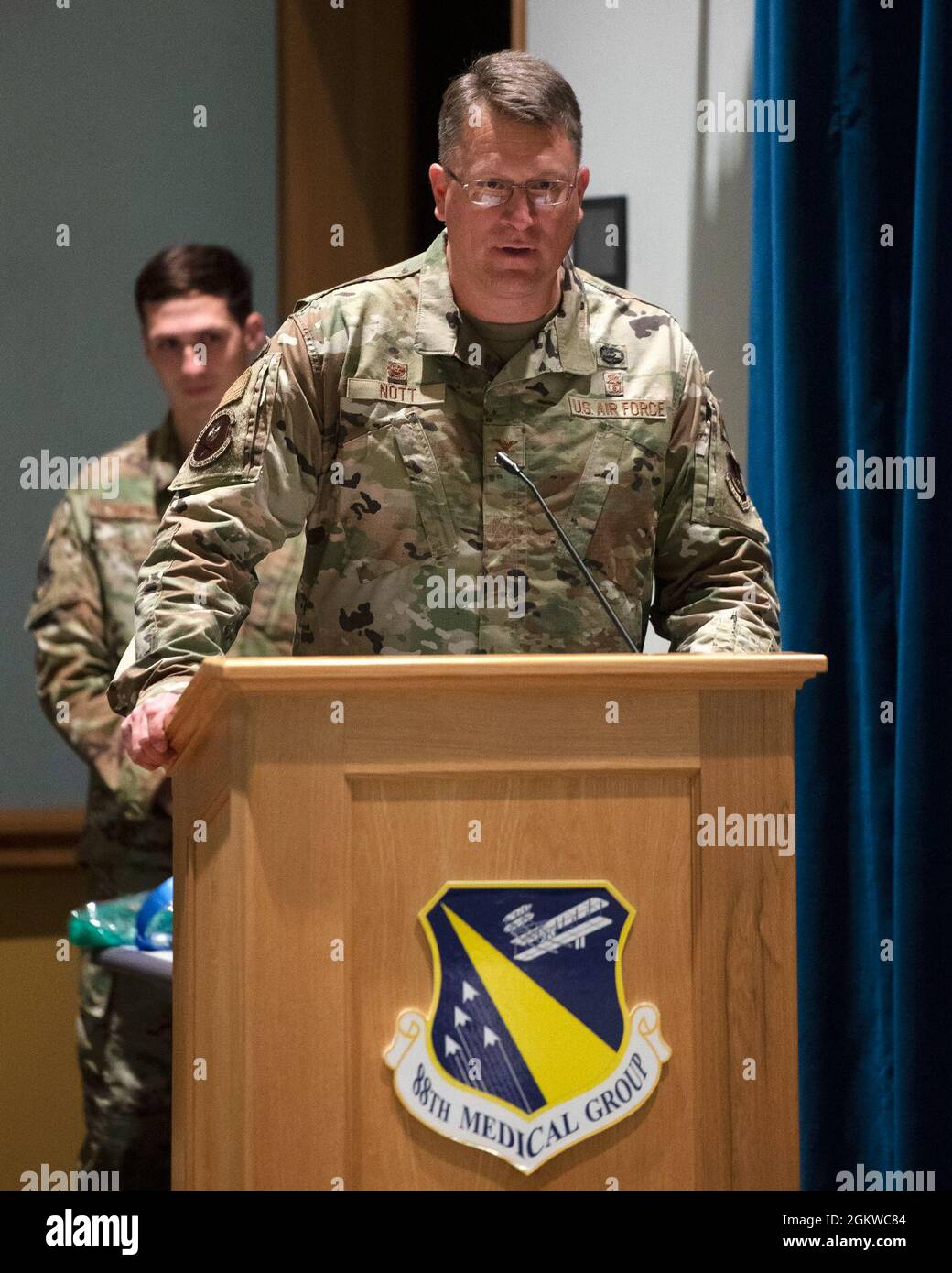 Col. Erik Nott, 88th Surgical Operations Squadron commander, addresses ...