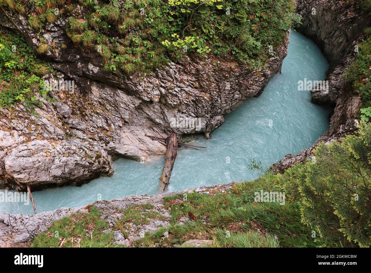 Top-Down of Beautiful Clear Leutascher Ache River in Leutasch Ghost ...