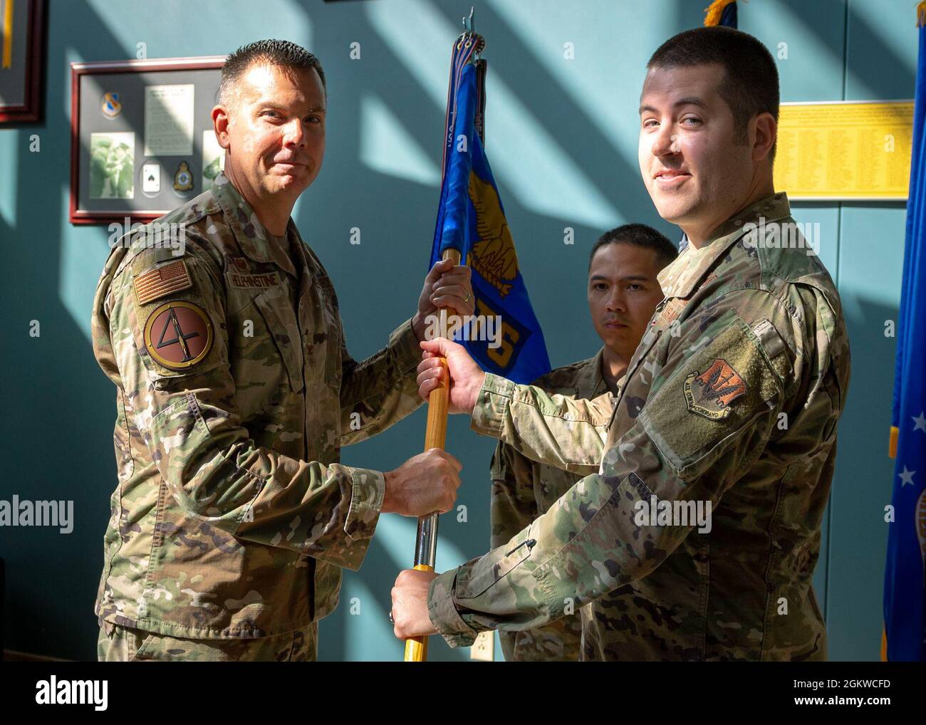Maj. Douglas Fletcher, right, 4th Comptroller Squadron commander ...