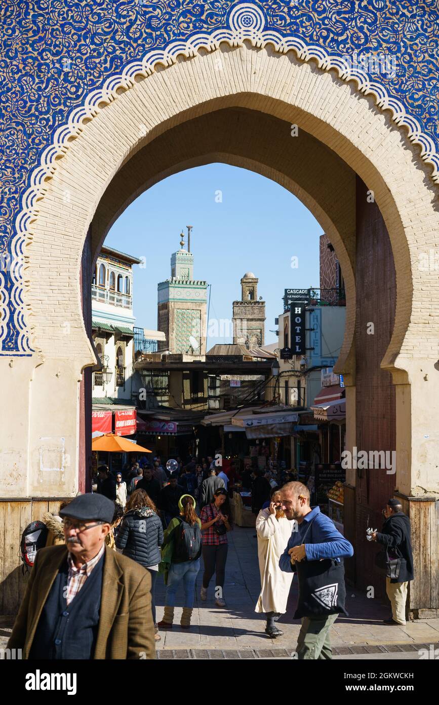 Blue gate, Fez, Morocco, Africa Stock Photo - Alamy