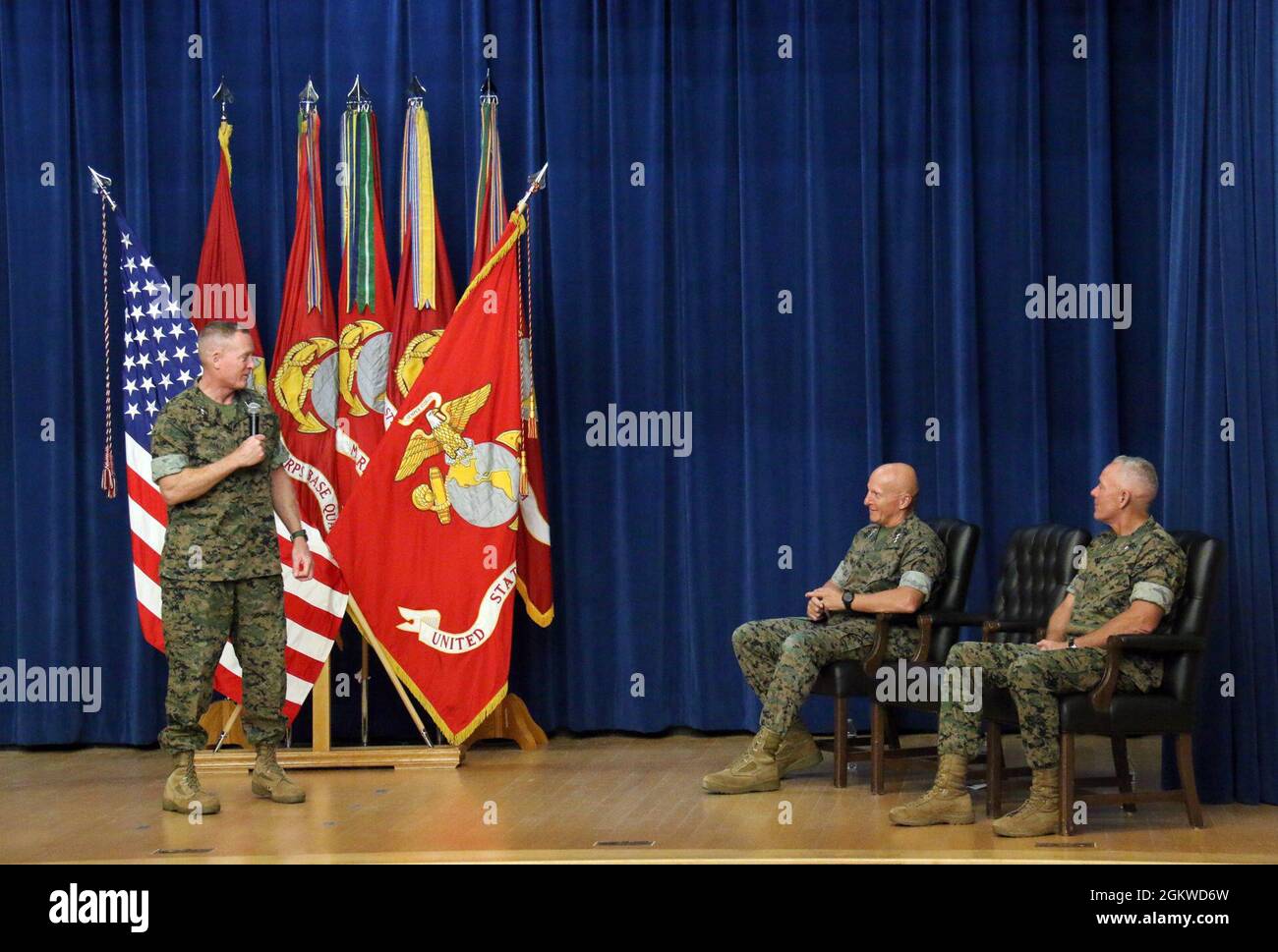 Major General Edward D. Banta gives his final remarks as outgoing ...