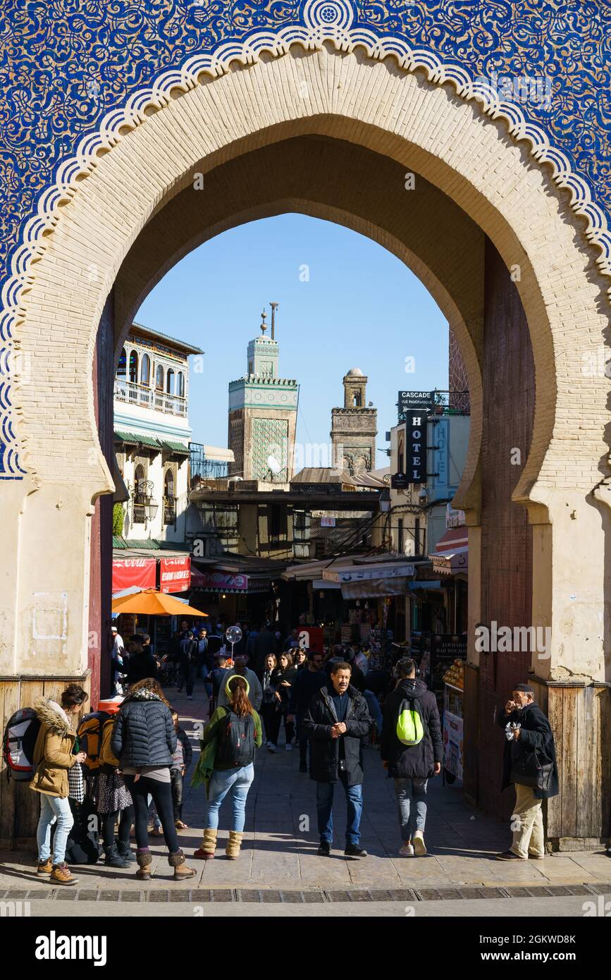 Blue gate, Fez, Morocco, Africa Stock Photo - Alamy