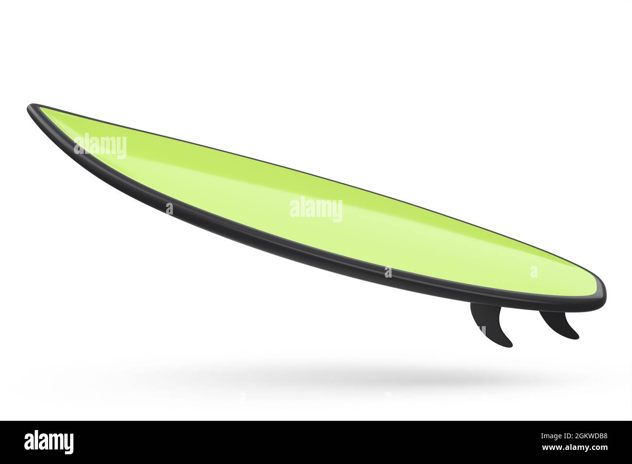 Realistic green surfboard isolated on white background. 3d render of ...