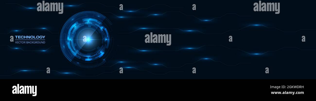 Abstract technology HUD GUI UI with glowing blue circuit lines pattern ...