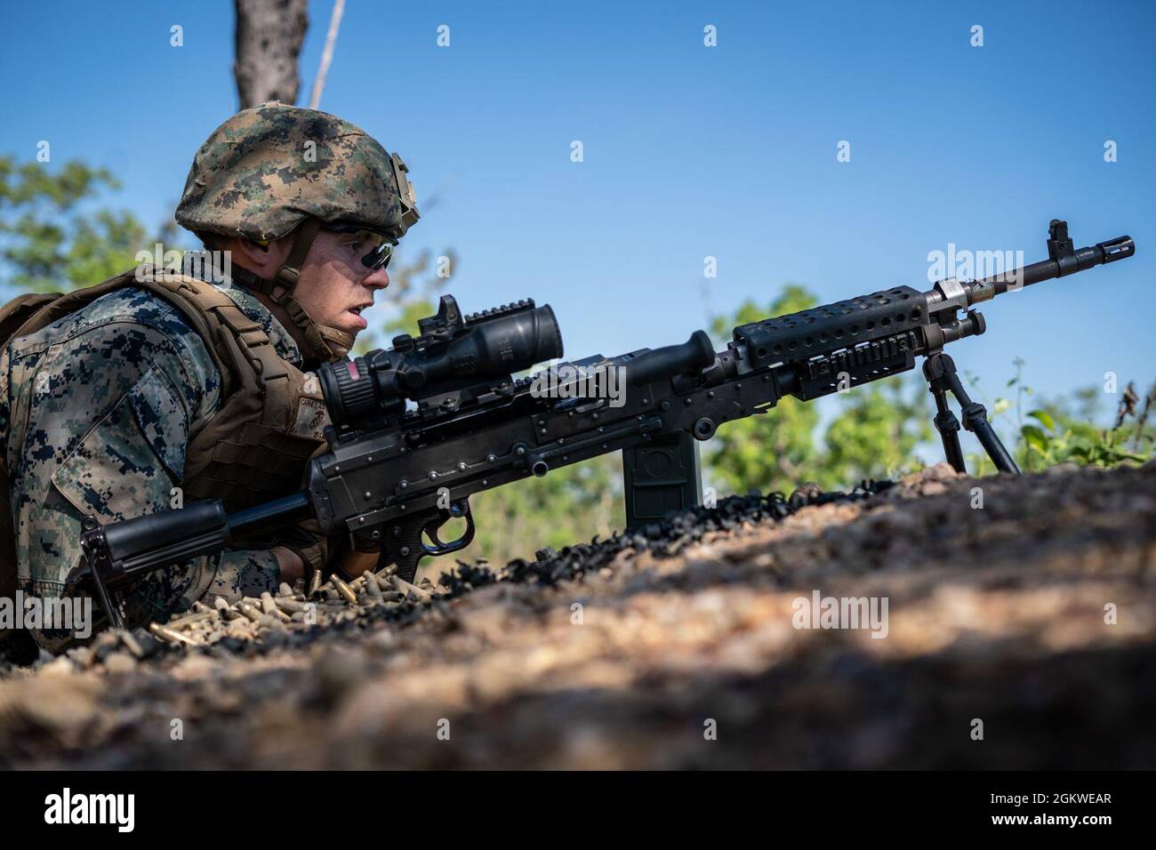 U.S. Marine Corps Lance Cpl. Andrew Carney, a Low Altitude Air Defense ...