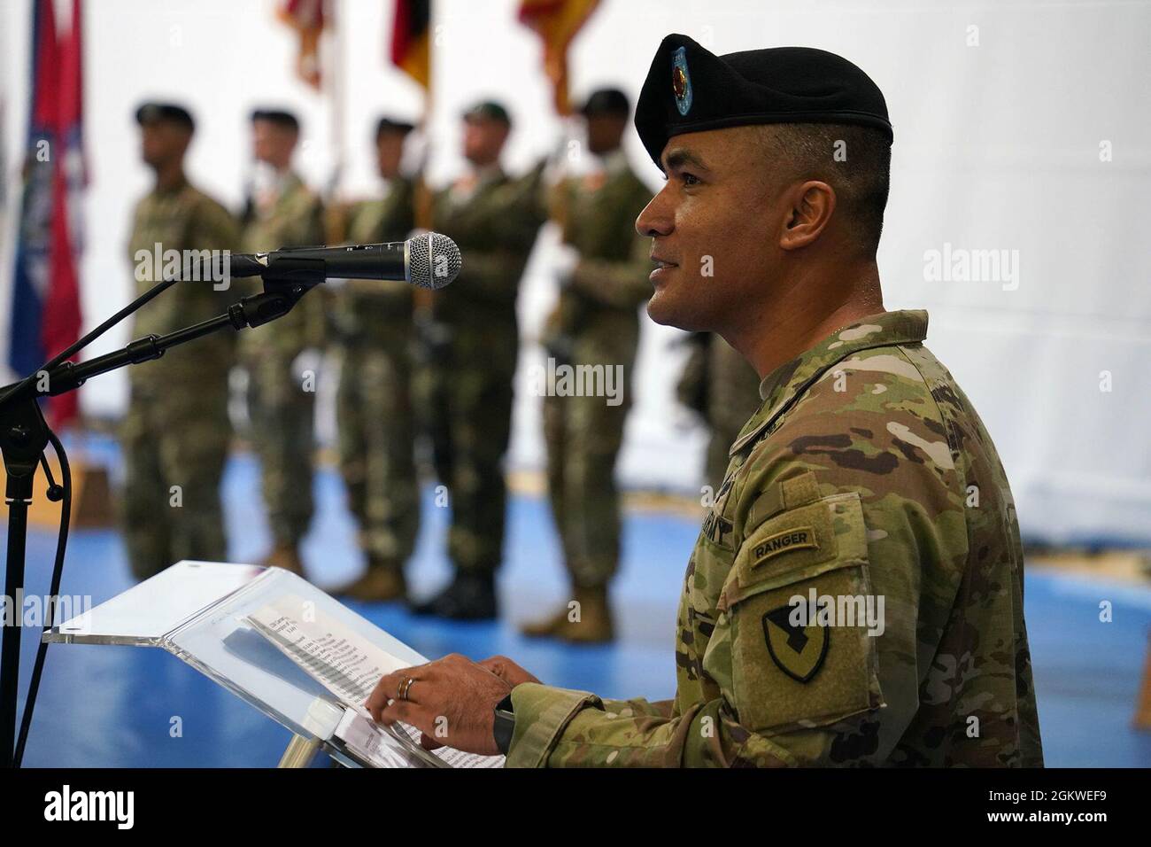 Command Sgt. Maj. Sebastian A. Camacho took the podium during his ...