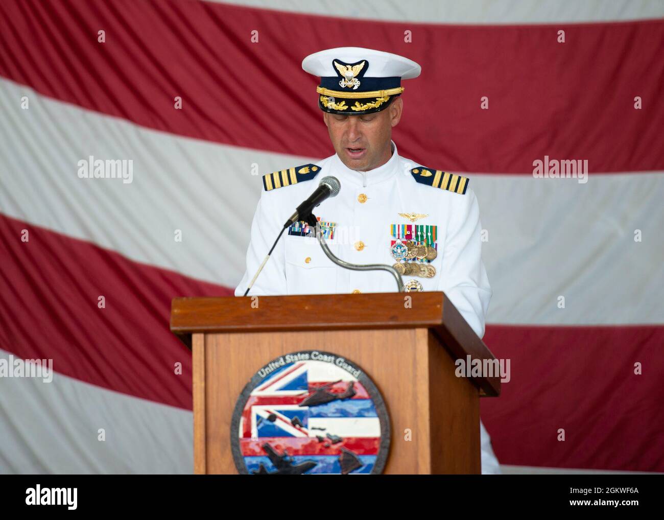 Capt. John Rivers, commanding officer, Coast Guard Air Station Barbers ...