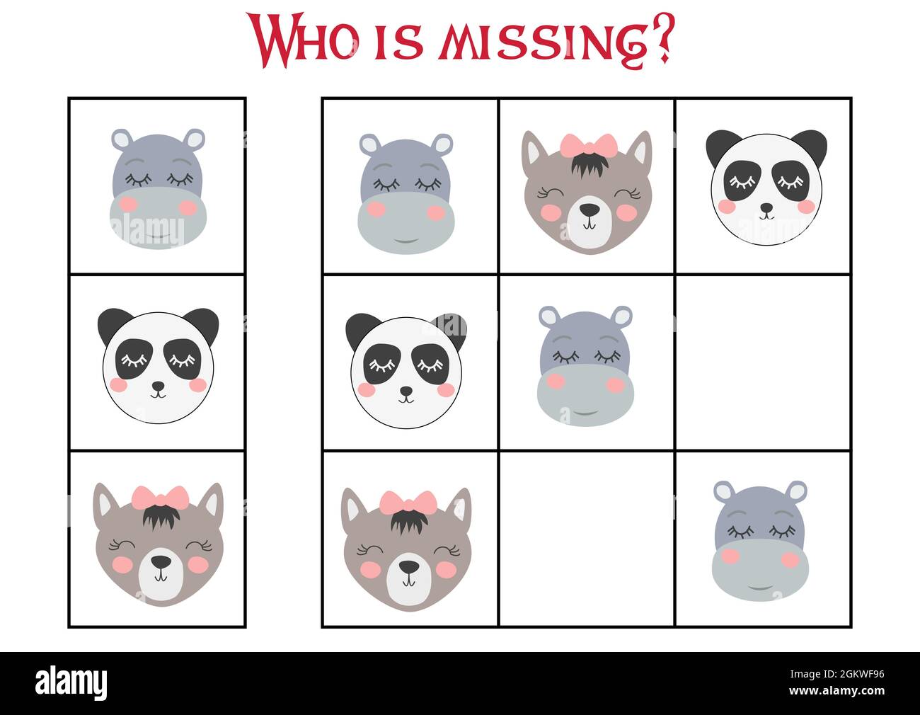 Sudoku game for children with pictures. Kids activity sheet. cute ...