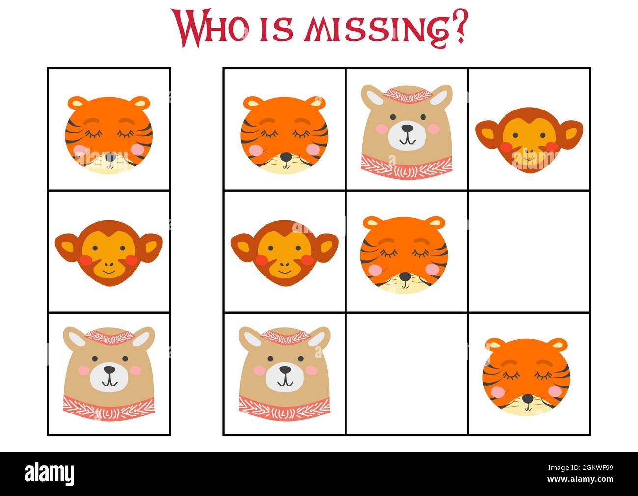 Sudoku game for children with pictures. Kids activity sheet. cute ...