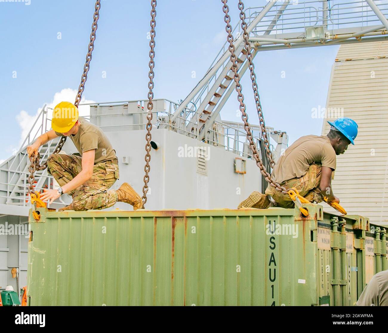 Pvt. Cole Stennett and Spc. Nicholas Vicky, watercraft operators with ...