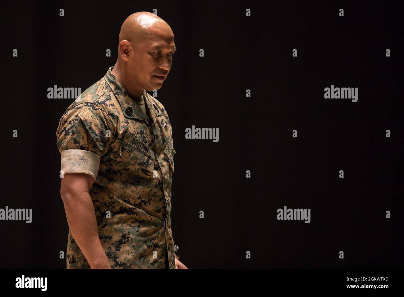 U.S. Marine Corps Sgt. Maj. Michael Dutchin, the oncoming sergeant ...