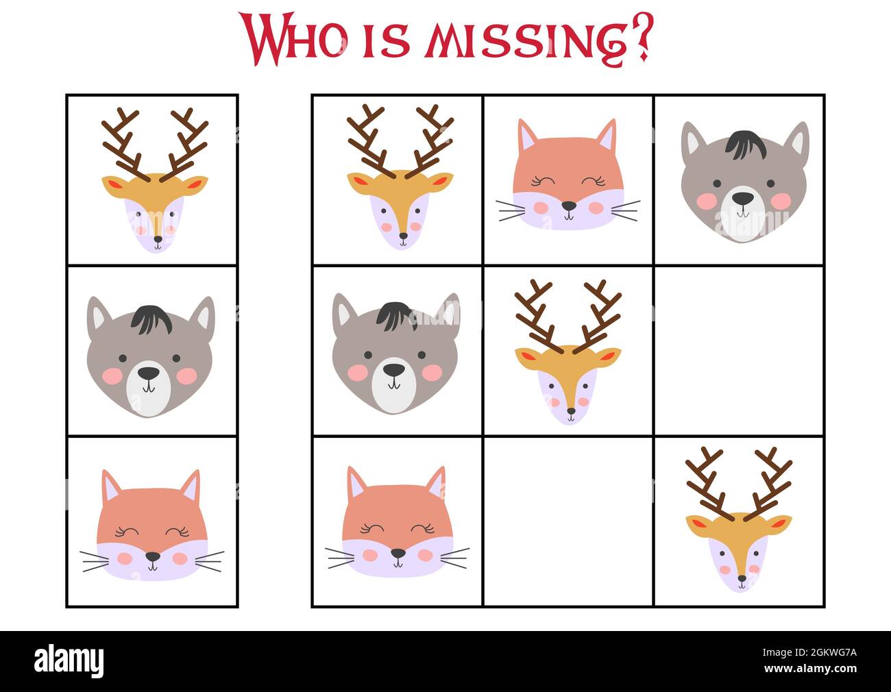 Sudoku game for children with pictures. Kids activity sheet. cute ...