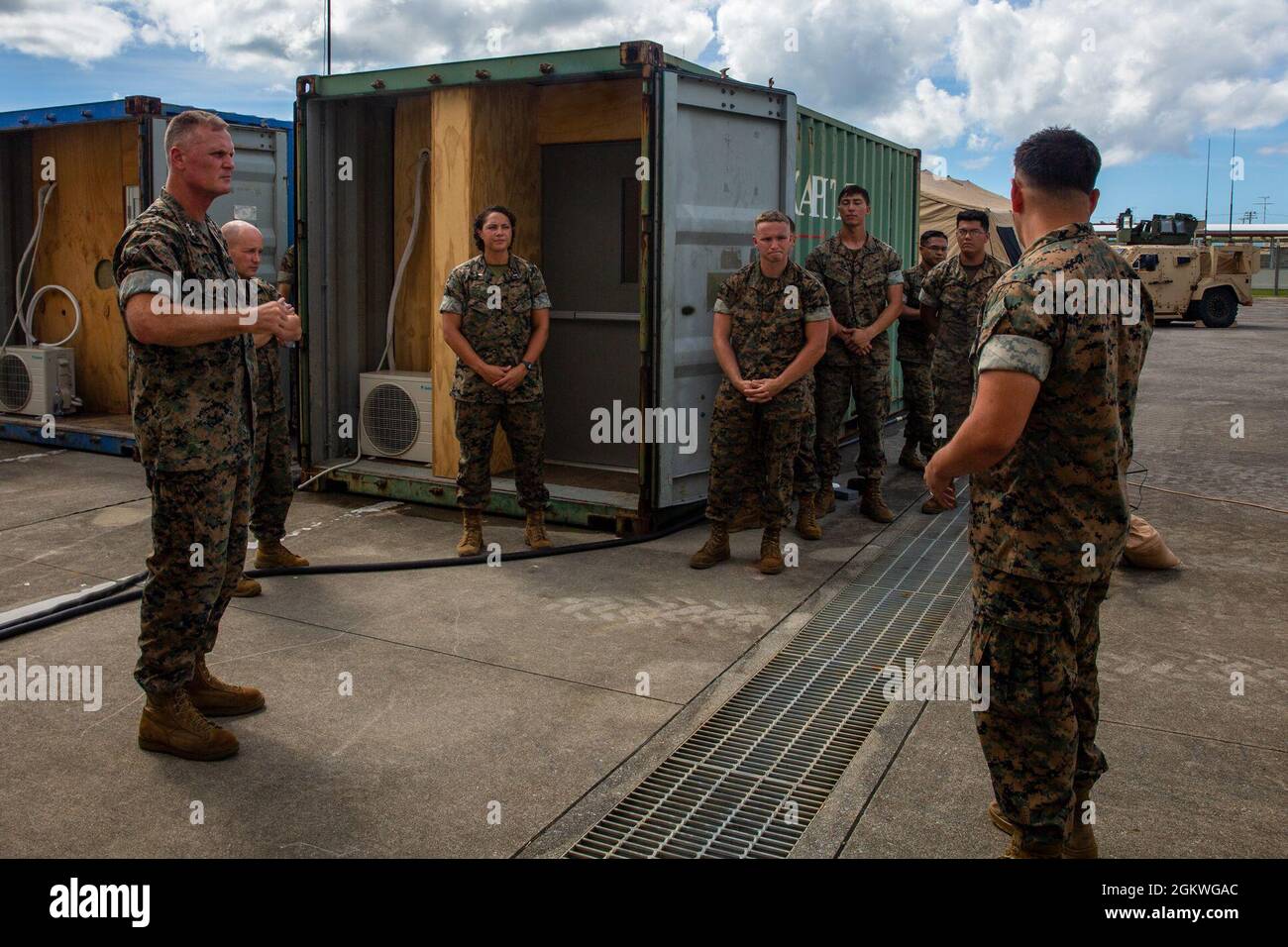 U.S. Marine Corps Lt. Gen. Steven R. Rudder (left), commander, U.S ...