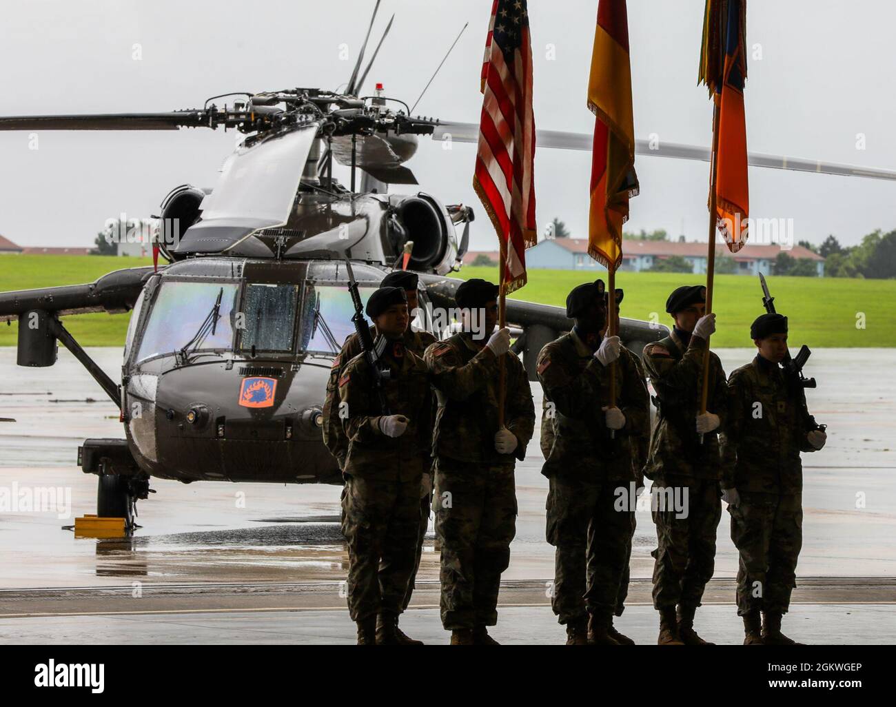 U.S. Soldiers with 12th Combat Aviation Brigade stand in formation ...