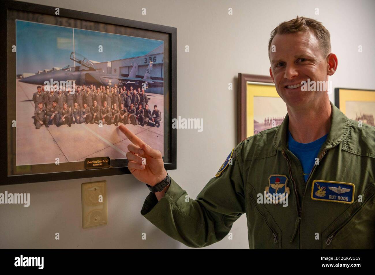 Maj. David Hook, 50th Flying Training Squadron instructor pilot points ...