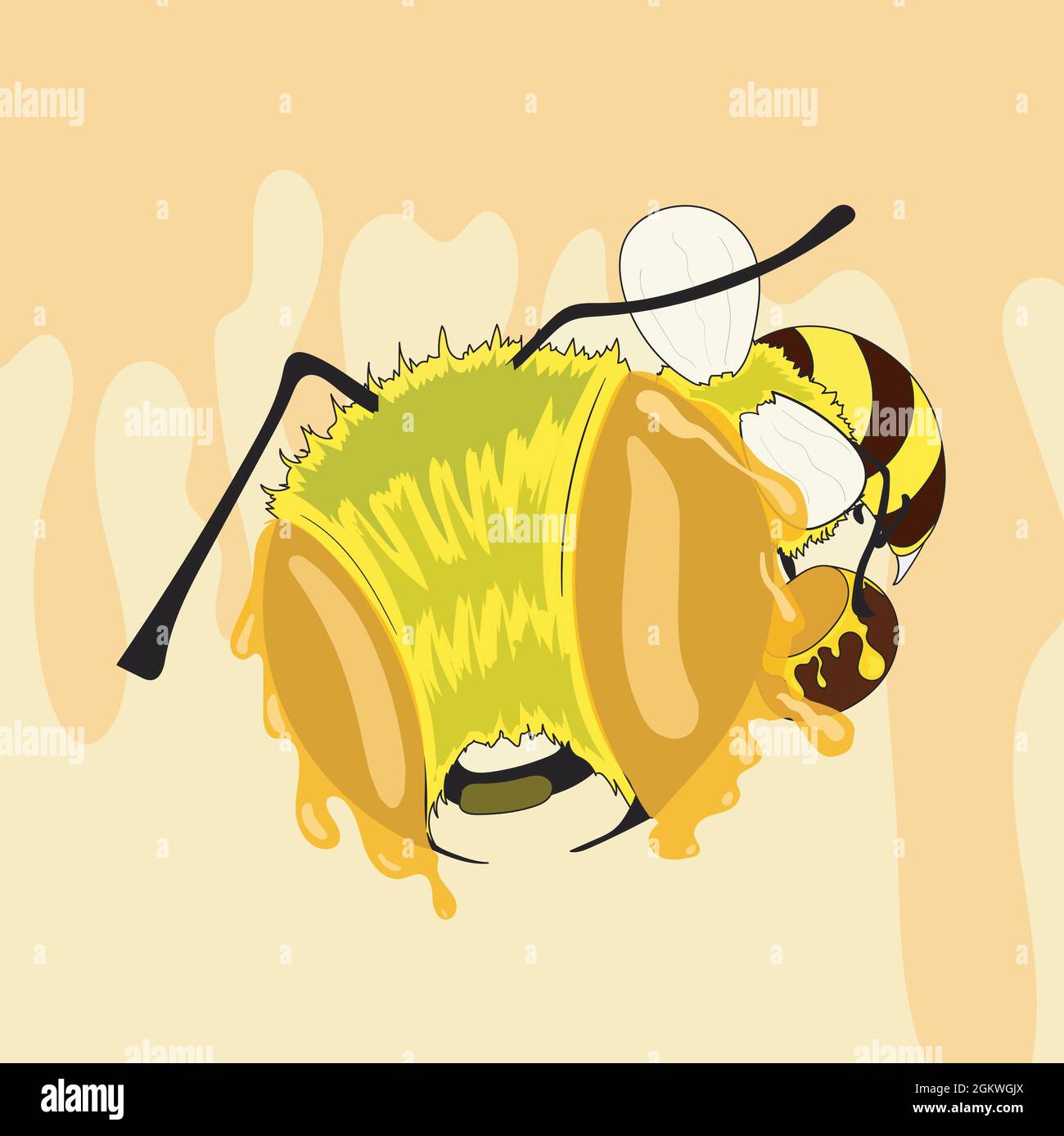 HONEY BEE SO CUTE VECTOR GRAFFITI STYLE YELLOW BROWN Stock Vector Image ...