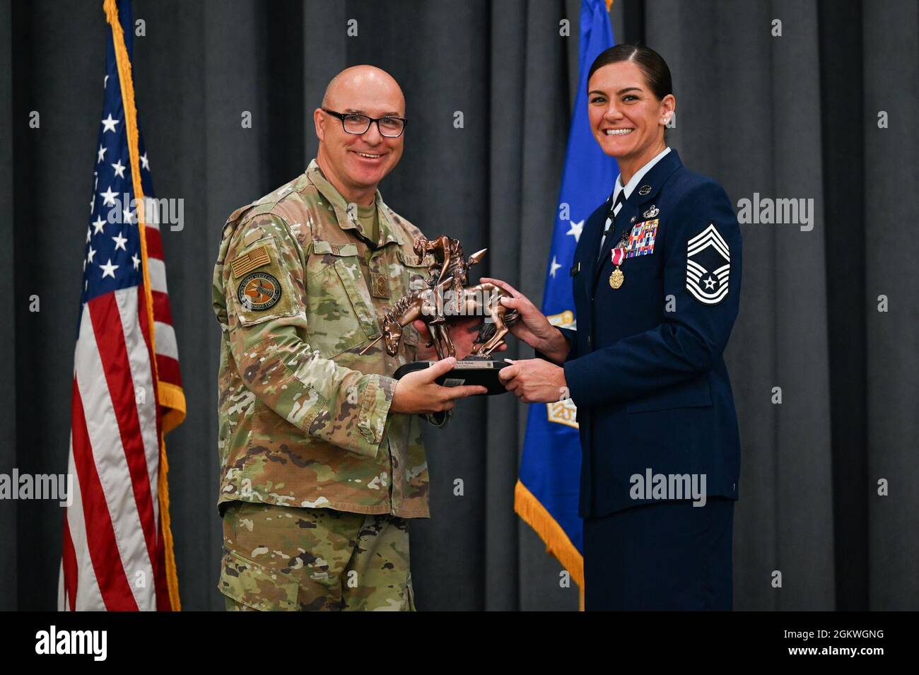 Chief Master Sgt. Tara Mecham, right, A4 Logistics and Engineering ...