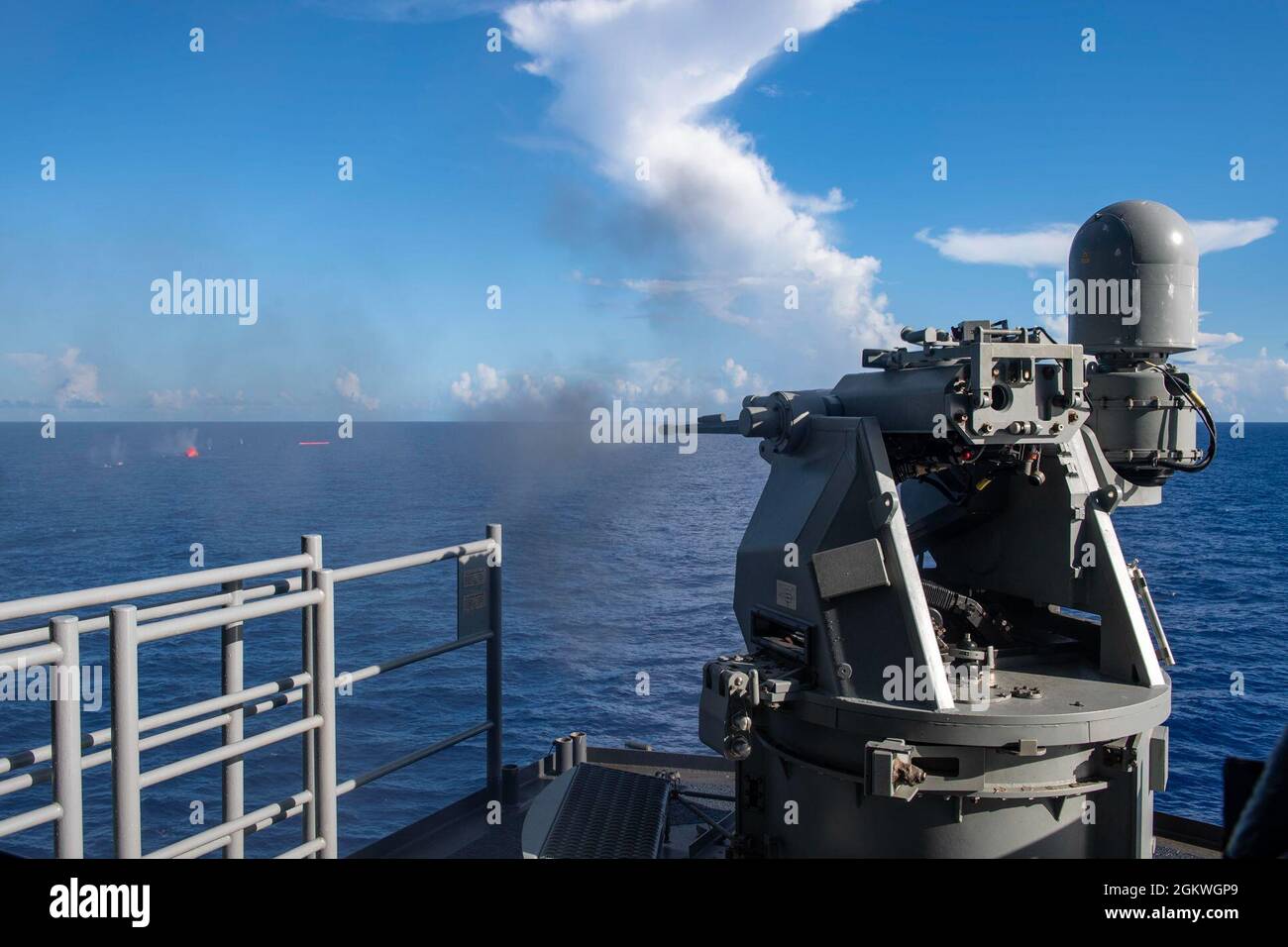 PHILIPPINE SEA (June 9, 2021) A remotely controlled Mk. 38 machine gun ...