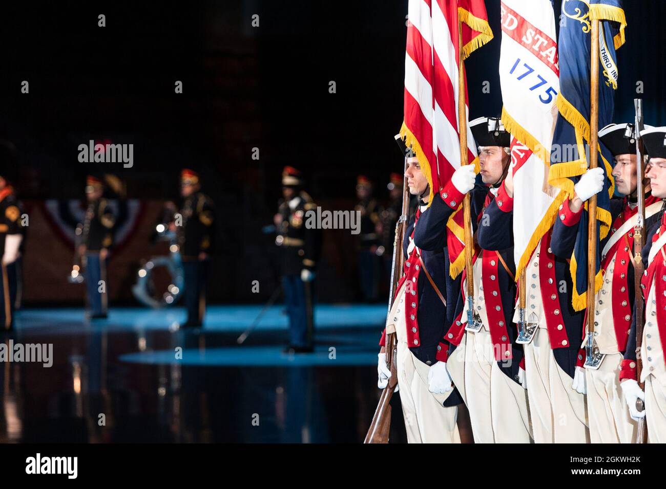 The Color Gaurd stands during a Special Retirement Review in honor of ...