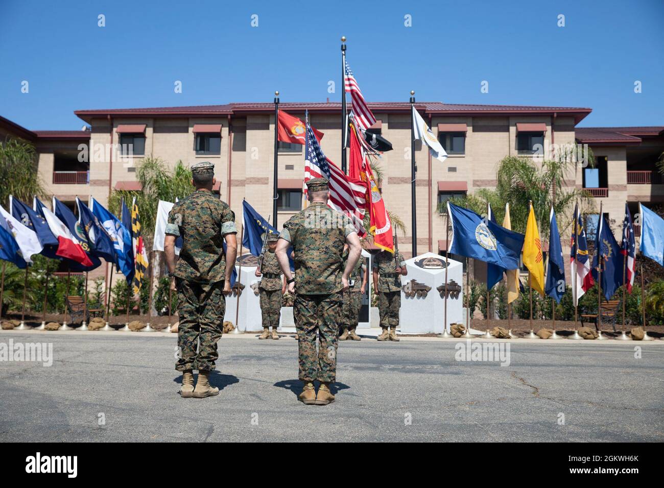U.S. Marine Corps Lt. Col. Christopher Winn (left) the incoming ...