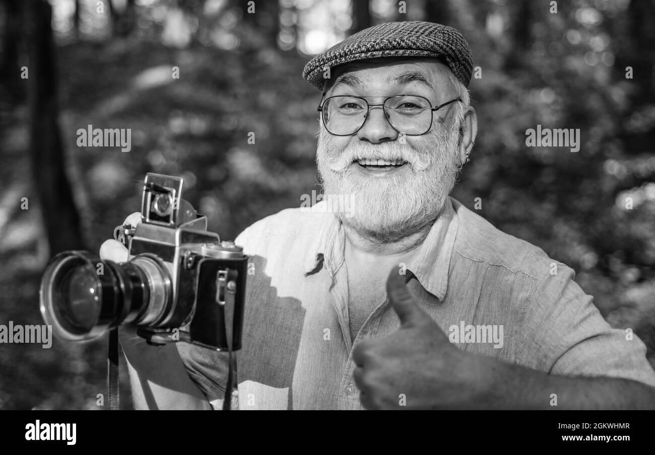 Vintage camera. Make perfect frame. Landscape nature photo. Old ...