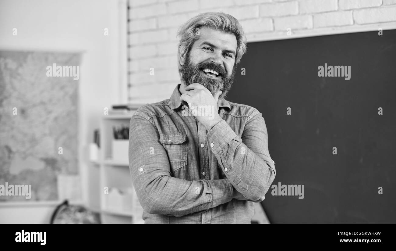 Private Lesson Back To School Science Concept Mature Bearded Teacher