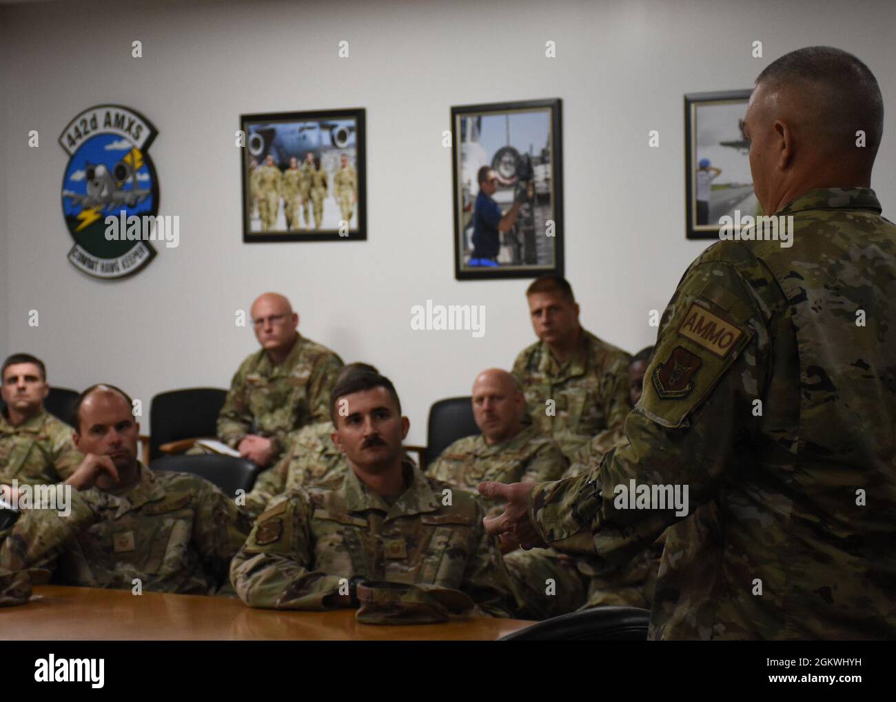 Members of the 442d Maintenance Group gather together to attend a ...