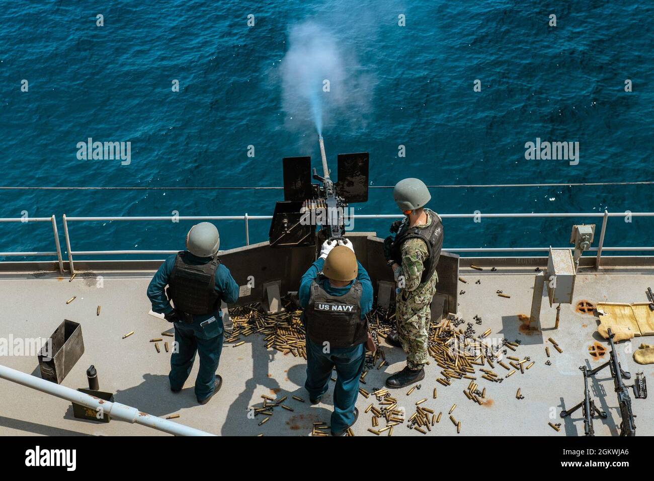 210710-N-KZ419-1157 ARABIAN GULF (July 10, 2021) – Sailors conduct live ...