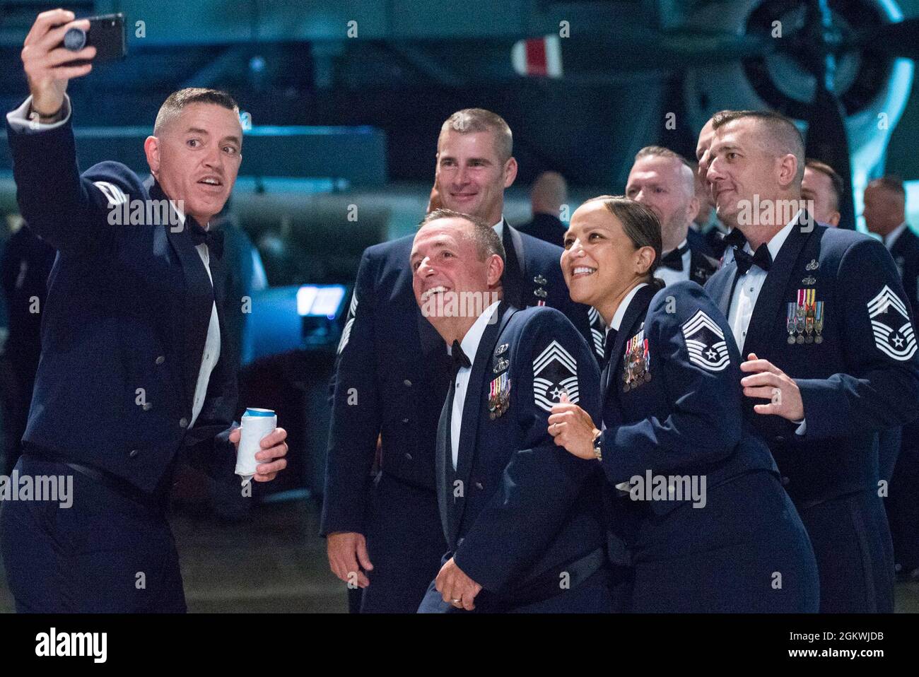 Chief Master Sgt. Jason Shaffer, 88th ABW command chief, takes a selfie ...