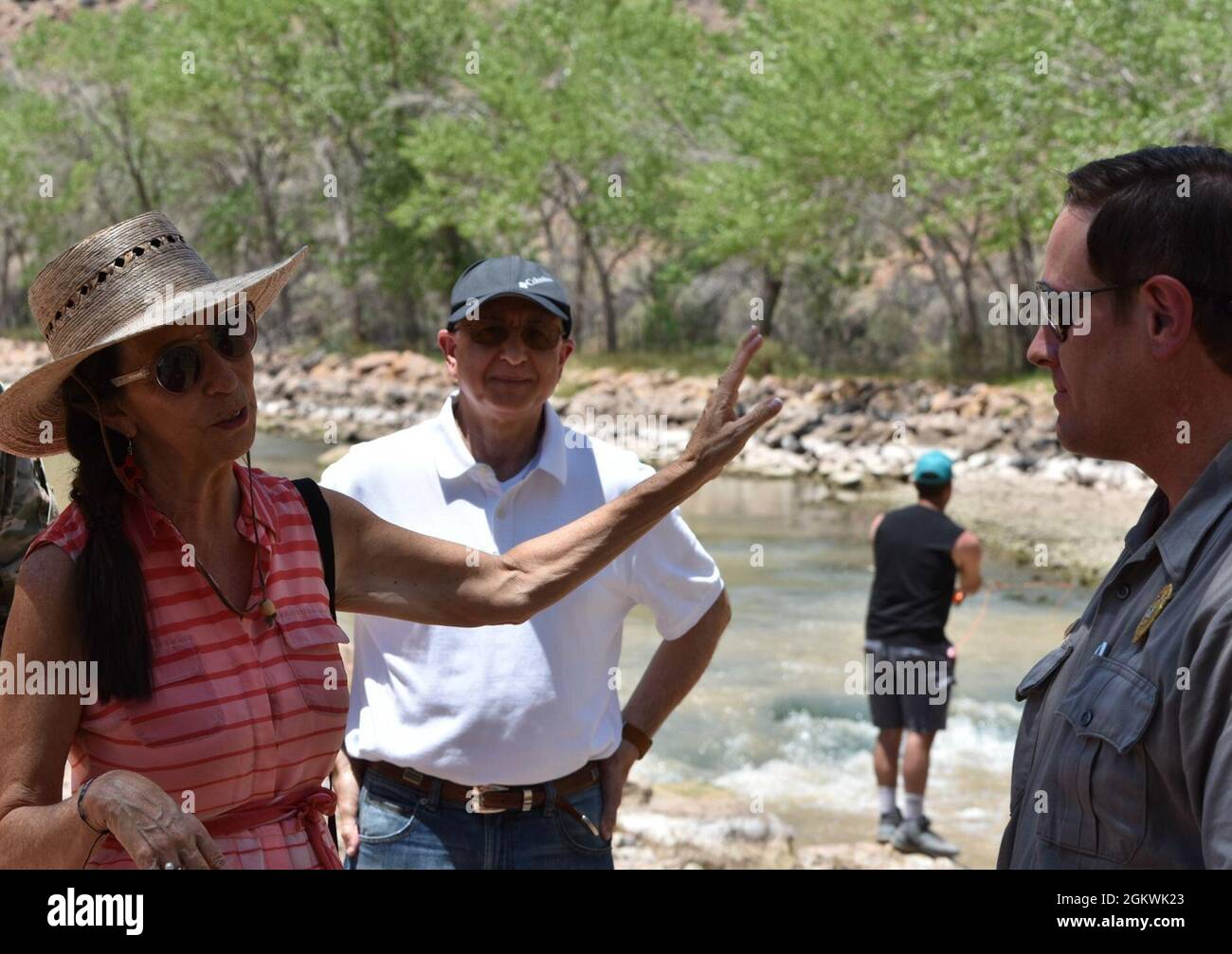 Congresswoman Teresa Leger Fernández (left) discusses the Rio Chama ...