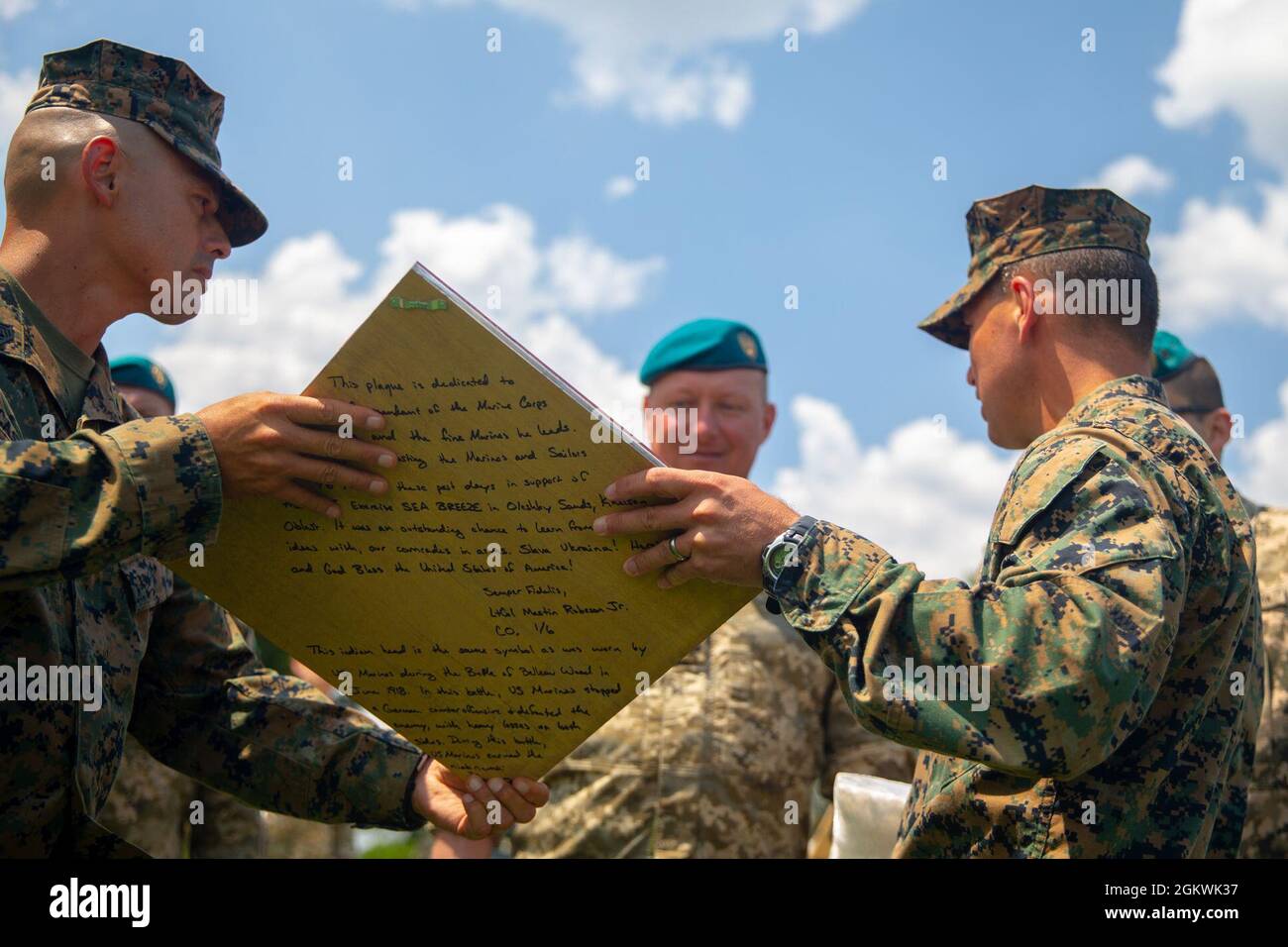 U.S. Marine Corps Lt. Col. Mastin Robeson, right, the commanding ...