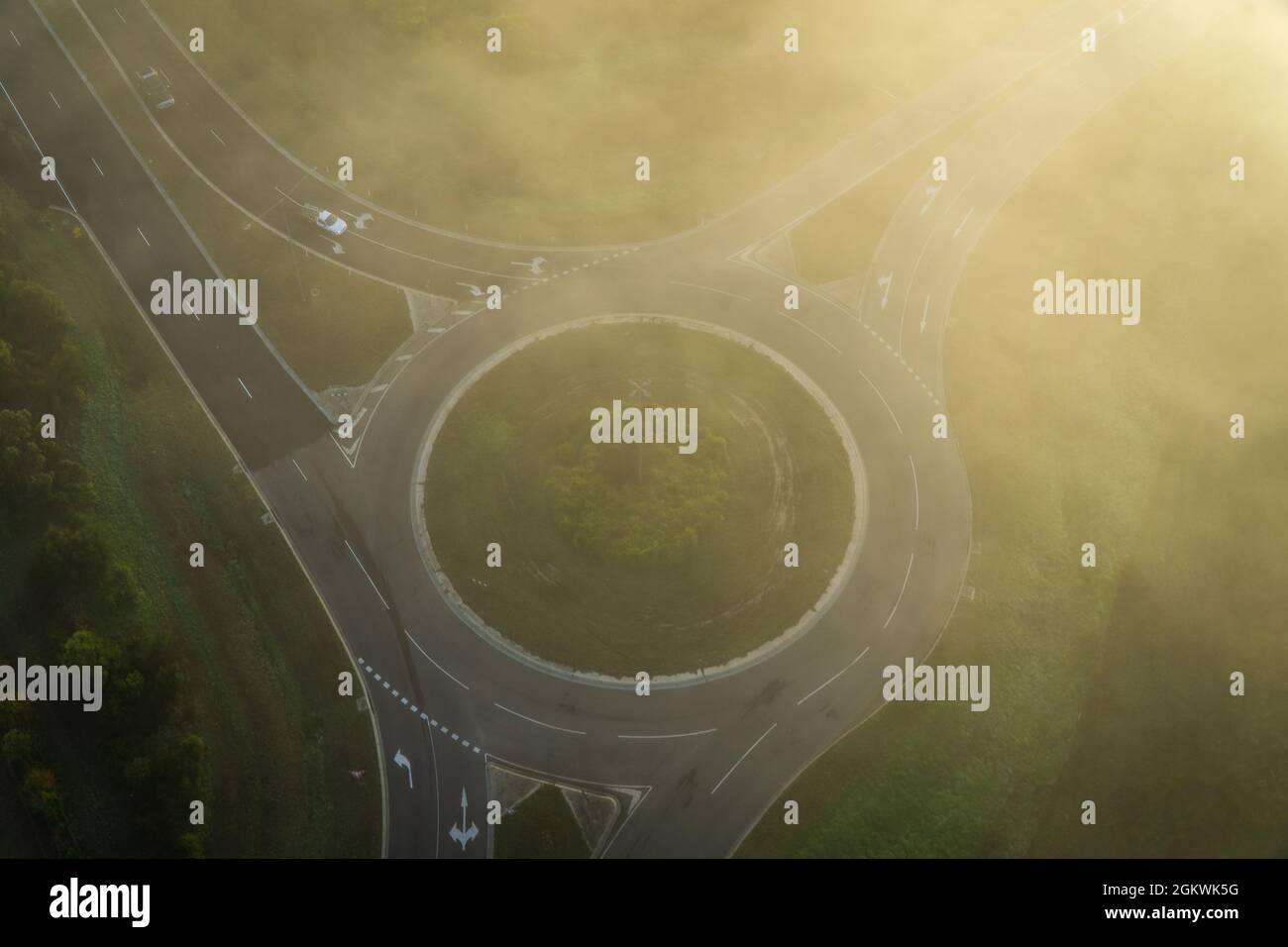 Aerial shot of a roundabout during a sunny day Stock Photo - Alamy