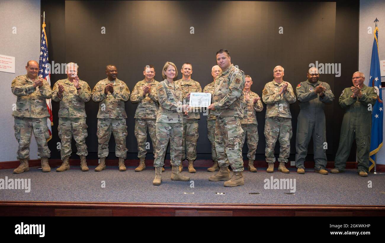 U.S. Air Force Col. Amy Holbeck, front left, commander of the 116th Air ...
