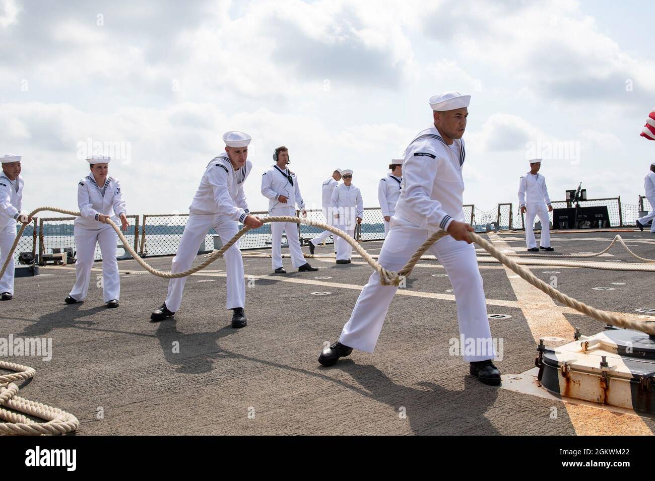 YORKTOWN, Virginia (July 11, 2021) – Sailors assigned to the Arleigh ...