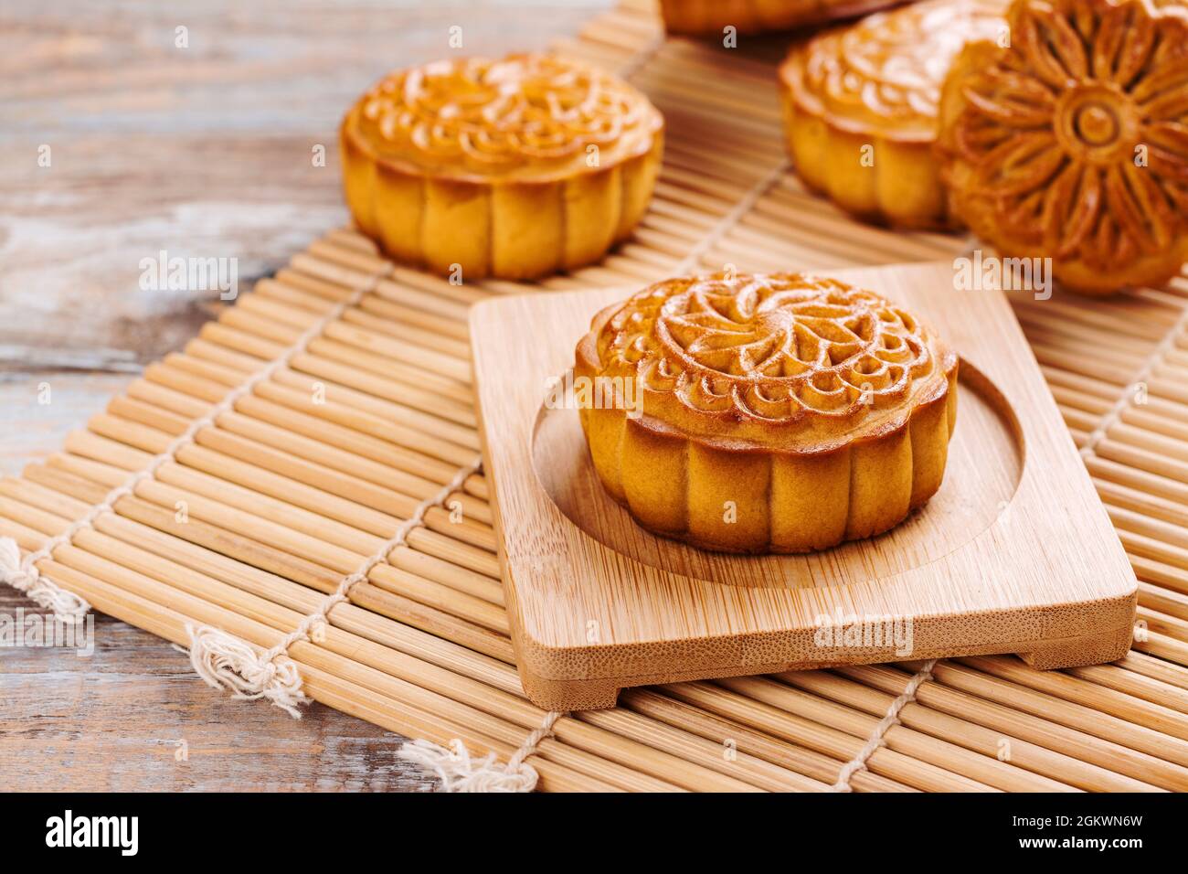 Traditional Chinese mooncakes. Sweet and savory homemade dessert for ...