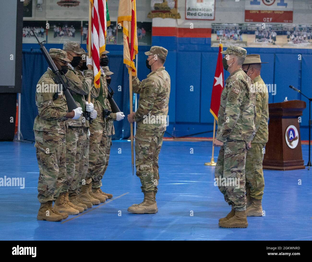 Command Sgt. Maj. Brian M. Disque, senior enlisted advisor, Area Support Group-Kuwait, takes ASG ...