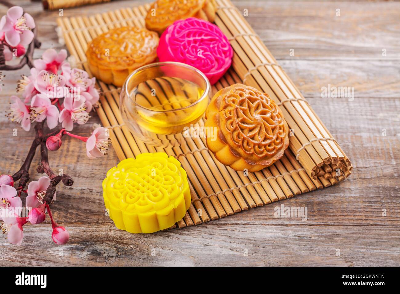 Traditional Chinese mooncakes. Sweet and savory homemade dessert for ...